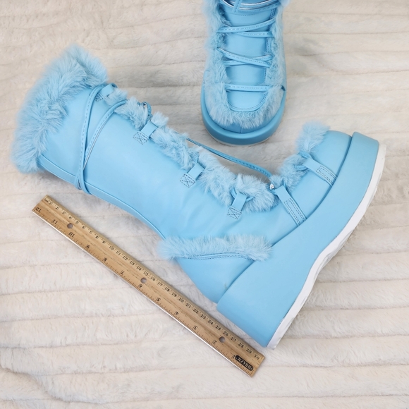 Demonia | Shoes | Baby Blue Pastel Goth 31 Platform Furry Faux Fur ...